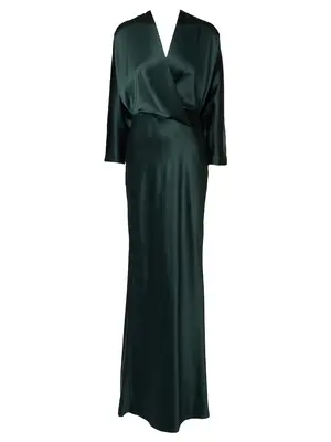 THE SEI Silk Satin Wrap Gown - Green