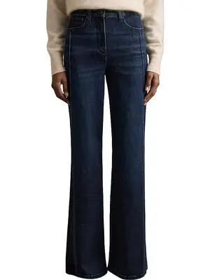 REISS Petite Wide Leg Mid Rise Jeans - Dark Blue