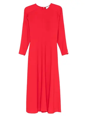 NISSA A-line Crepe Midi Dress - Red