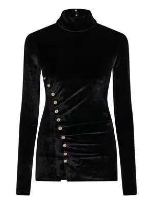 Rabanne Draped Velvet Top - Black