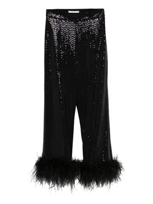 NISSA Sequinned Trousers - Black