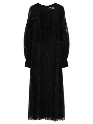 NISSA Floral-lace Midi Dress - Black