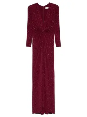 NISSA Rhinestone-embellished Maxi Dress - Red