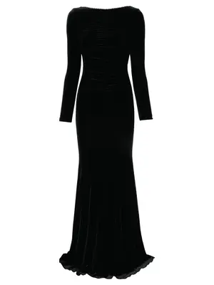NISSA Velvet Maxi Dress - Black