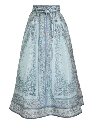 ZIMMERMANN Zimmermann Paisley-Print Linen And Silk-Blend Gauze Maxi Skirt