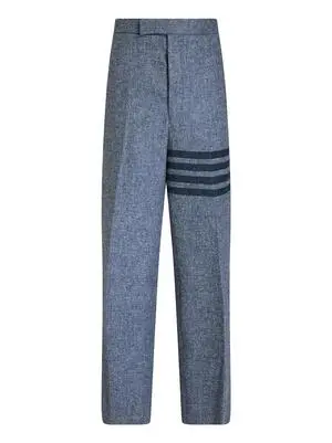 Thom Browne Striped Wool-tweed Suit Pants - Slate Blue
