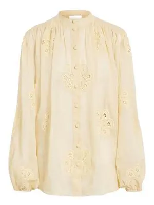 Zimmermann Crochet-trimmed Ramie Blouse - Cream
