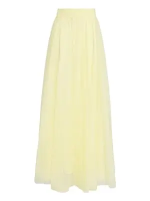 Zimmermann Gathered Tulle Maxi Skirt - Pastel Yellow