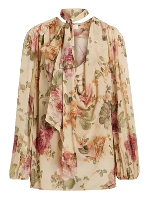 Zimmermann Floral-print Chiffon Blouse - Beige