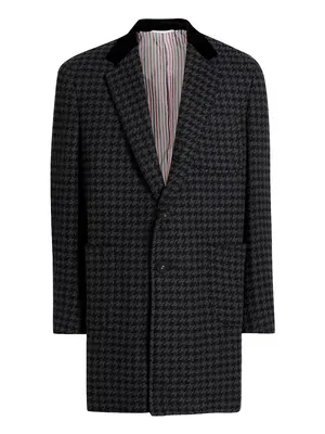 Thom Browne Houndstooth Wool-tweed Coat - Dark Gray