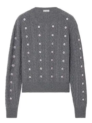 Rabanne Crystal-embellished Cable-knit Sweater - Gray