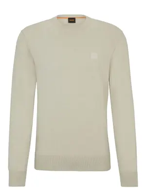 BOSS Logo-embroidered Crew-neck Jumper - Neutrals