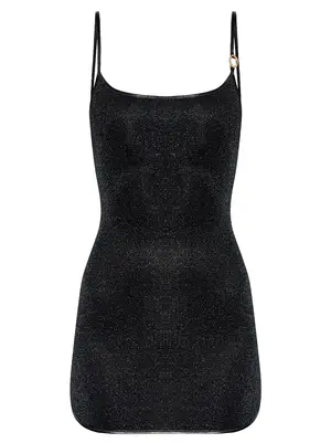 Oseree Lurex Mini Dress - Black