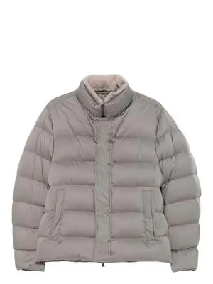 Herno Quilted Bomber Jacket With Detachable Faux-fur Collar - Grey