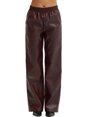 CRESCENT Faux Leather Straight Leg Pants - Cabernet