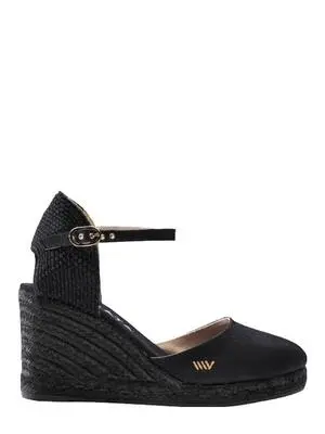 VISCATA Satuna Canvas Espadrille Wedges - Black/black