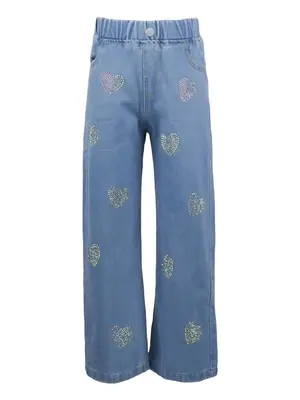 LOLA + THE BOYS Crystal Heart Denim Jeans - Blue