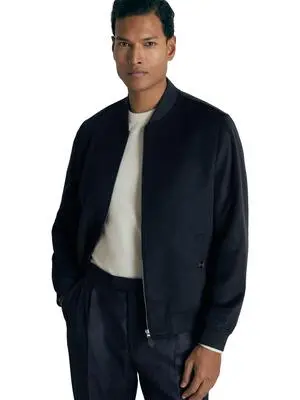 REISS Reiss Guardia Cashmere Bomber Jacket Navy