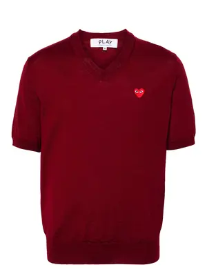 Play Comme Des Garcon Heart-patch Wool Jumper - Red