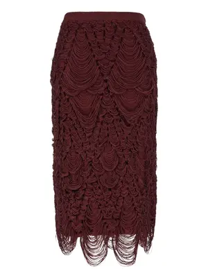 FERRAGAMO Fringed Midi Skirt - Red