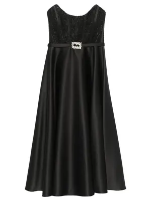 NISSA Corset-style Taffeta Dress - Black