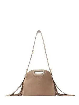 Maje Mini Suede Shoulder Bag Marron/brown