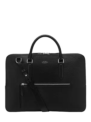 Smythson Ludlow Slim Leather Briefcase - Black