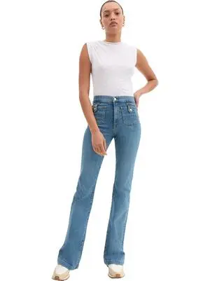 Veronica Beard Beverly Patch-pocket Skinny-flare Jeans - Enough Said