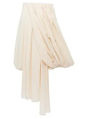 JW Anderson Draped Wool Crepe Midi Dress - Ivory
