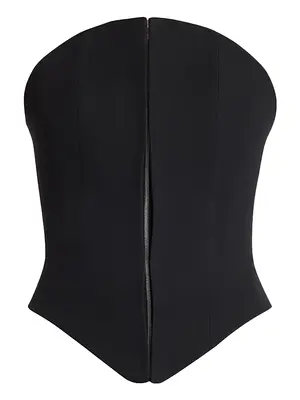 Alexander McQueen Curved Strapless Bustier Top - Black