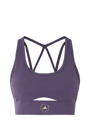 Adidas By Stella McCartney Truestrength Printed Stretch Recycled Sports Bra - Purple