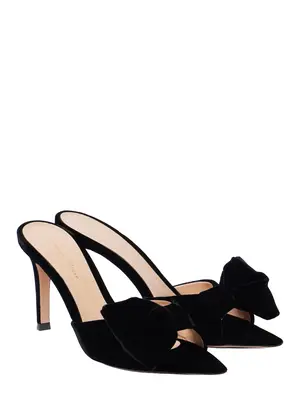 GIANVITO ROSSI 85 Bow-detail Velvet Mules - Black
