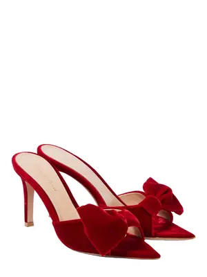 GIANVITO ROSSI 85 Bow-detail Velvet Mules - Red