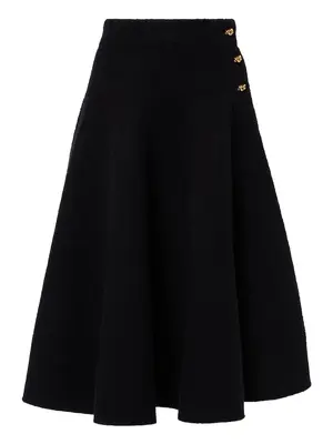 Bottega Veneta Wool Midi Skirt - Black
