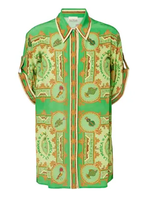 ALEMAIS Alémais La Musica Printed Silk Shirt - Green