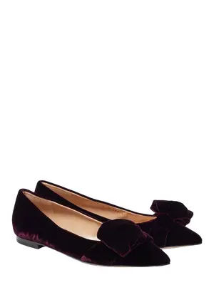 GIANVITO ROSSI Bow-detail Velvet Ballet Flats - Purple