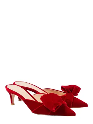 GIANVITO ROSSI 55 Bow-detail Velvet Mules - Red