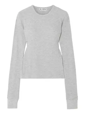 Eterne ÉTERNE Waffle-knit Stretch Cotton And Modal-blend T-shirt Gray
