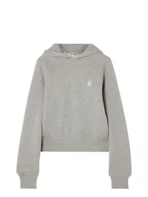 Eterne Embroidered Cotton-blend Hoodie - Gray