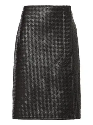 Bottega Veneta Intrecciato Leather Midi Skirt - Brown