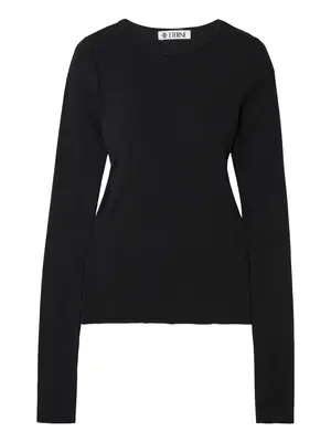 Eterne Ribbed Jersey Long-sleeve T-shirt - Black