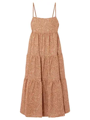 Matteau Tiered Floral-print Maxi Dress - Orange