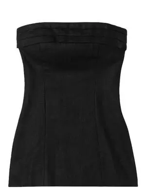 Faithfull The Brand Fleuri Linen Strapless Top - Black