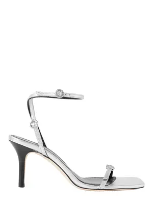 AeydĒ Hallie Metallic Leather Sandals - Silver