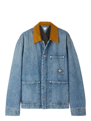 BOTTEGA VENETA Appliquéd Suede-Trimmed Denim Jacket