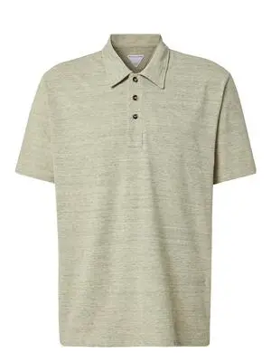 Bottega Veneta Chine Cotton Pique Polo Shirt - Beige