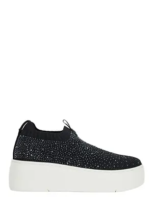 DUNE Elements Fly Knit Platform Trainers - Black Fabric