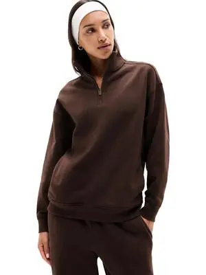 Athleta Forever Fleece 1/4 Zip Sweatshirt - Truffle