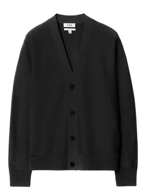 Cos Textured Merino Wool Cardigan Black