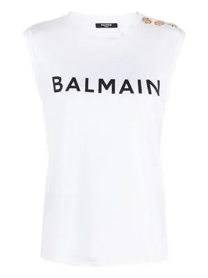 Balmain Printed Tank Top - White